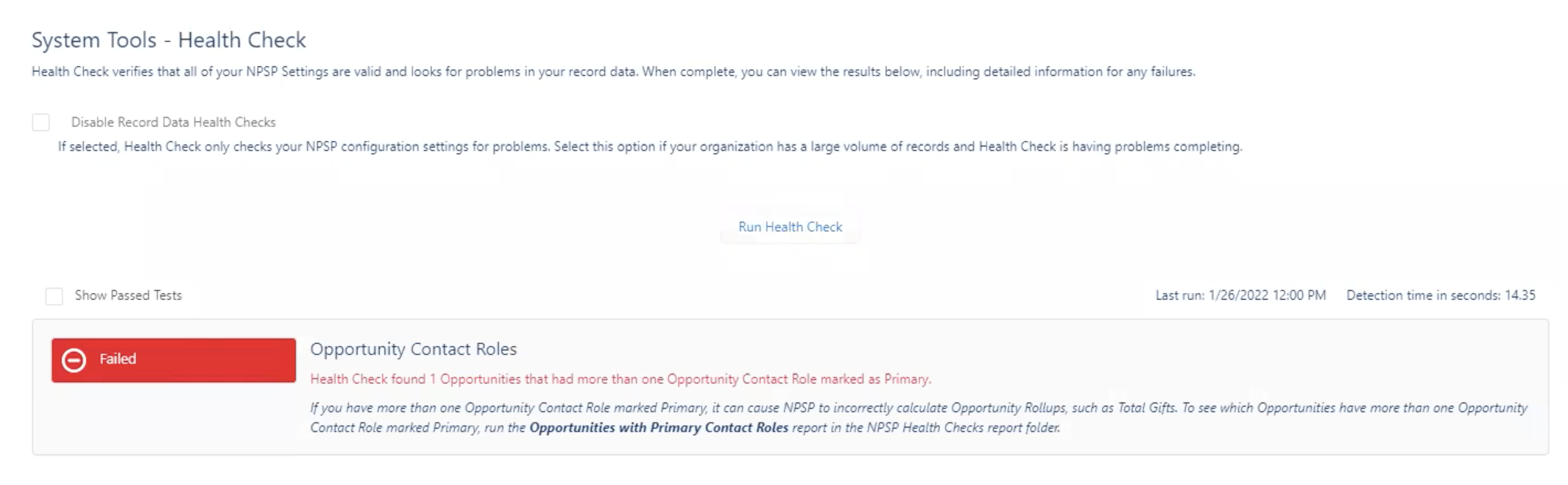 Maintenance Task: NPSP Health Check