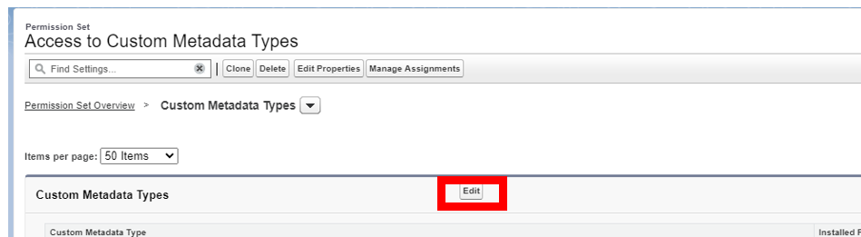 Access to Custom Metadata Permission Set
